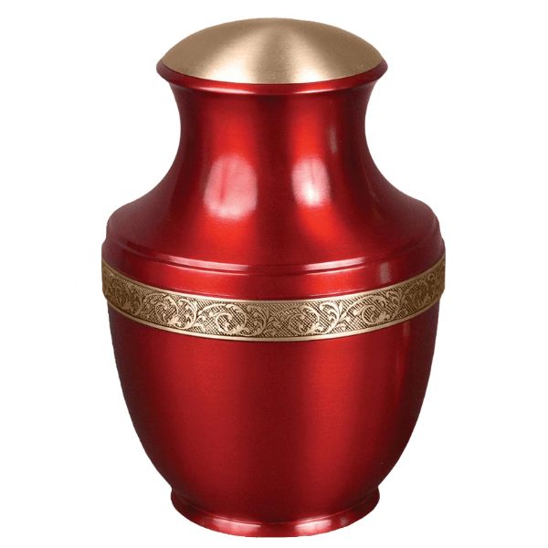 11740 Sapphire Deep Red Brass Metal Cremation Urn