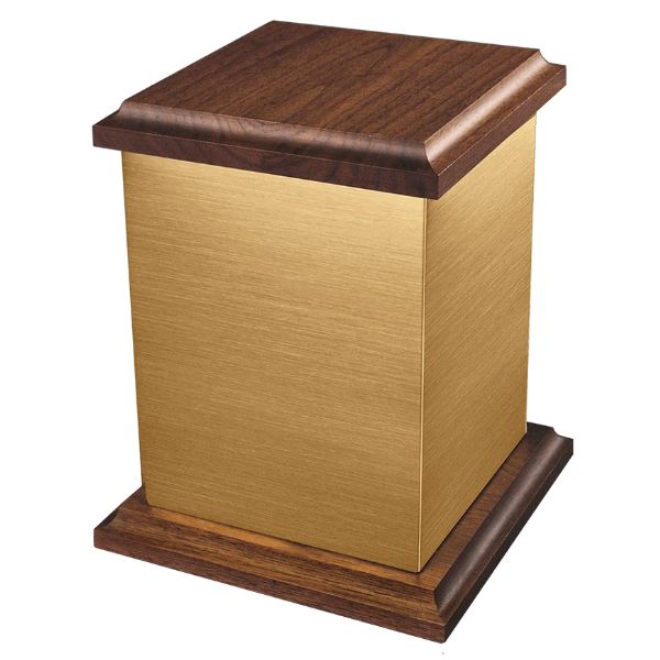 11988 Yukon I With Hardwood Lid And Base Bronze Metal Cremation Urn