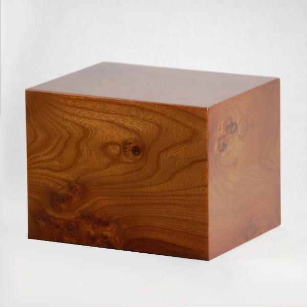 12207 Elise II Piano Finish Elm Burl Wood Cremation Urn