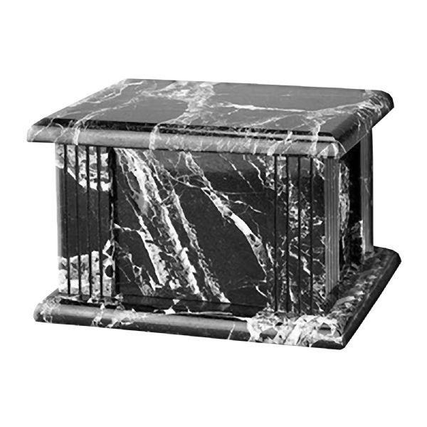 16936 Black Grain Cube Natural Marble Cremation Urn