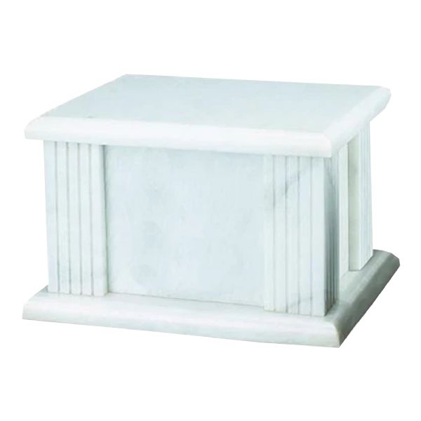 16939 White Grain Cube Natural Marble Cremation Urn